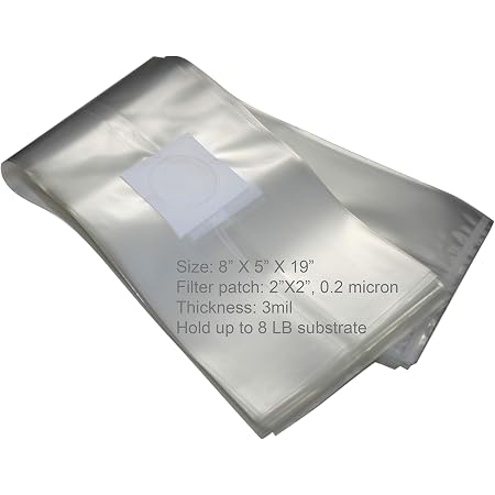 Breathable Filter Patch Bags 20 Packs 6 Mil Mushroom Grow Bags ...