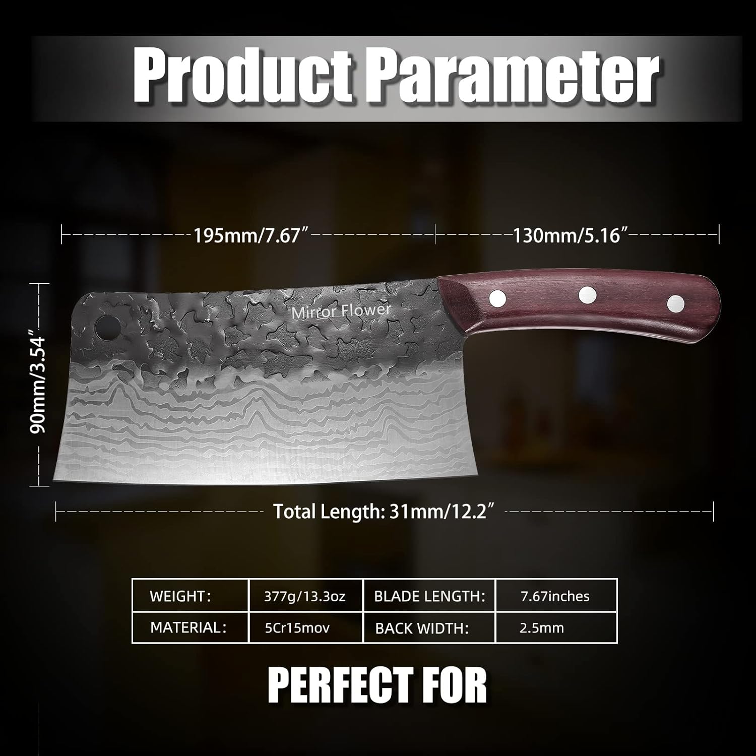 Mirror Flower Hand made Forged Meat Cleaver Knife,High Carbon Stainless ...