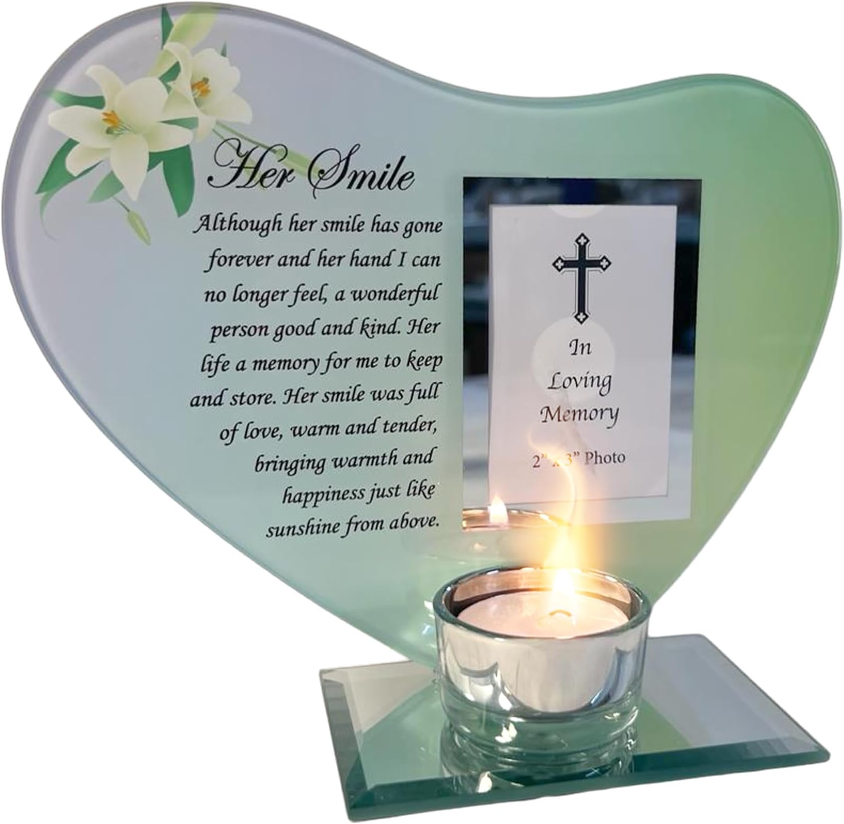 Her Smile Memorial Poem & Photo Candle Holder by Memorial : Amazon.co ...