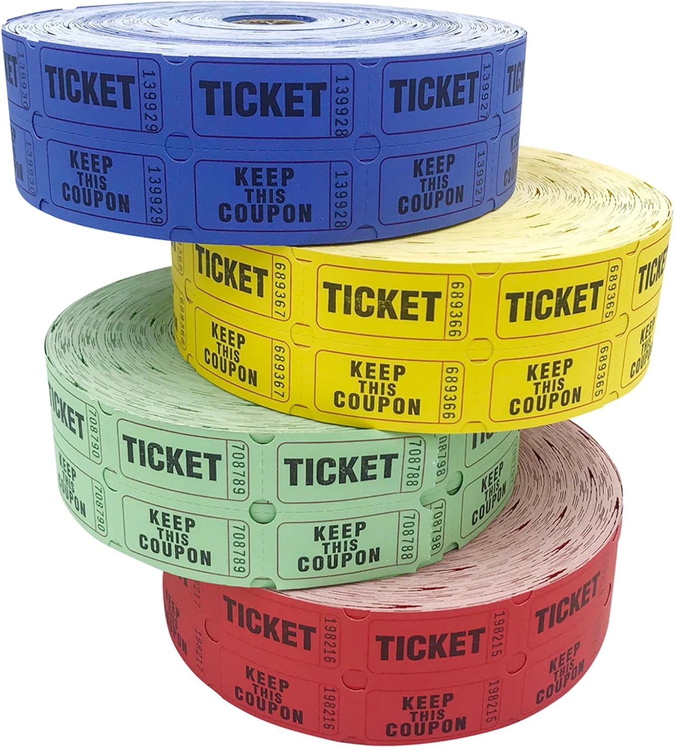 Amazon.com: Yuanhe Raffle Tickets Double Roll - 4 Colors of 2000 ...