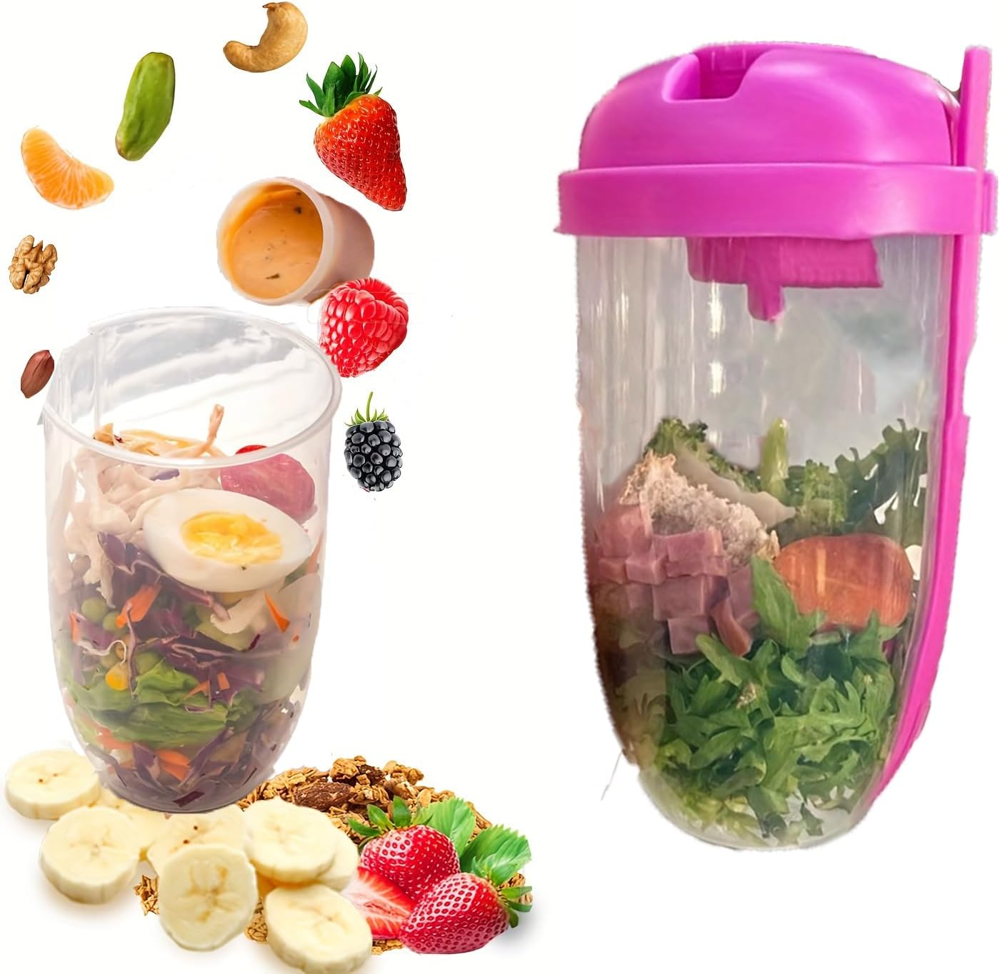 Amazon.com: 1000ml Salad Cup with Fork & Salad Dressing Holder, Salad ...