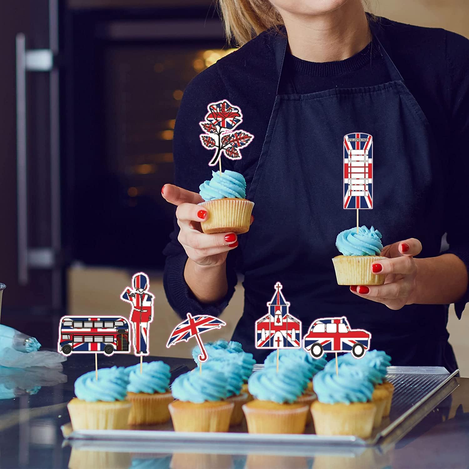 Union Jack Cake Toppers, 52Pcs Queen Jubilee Cake Toppers, Queens ...