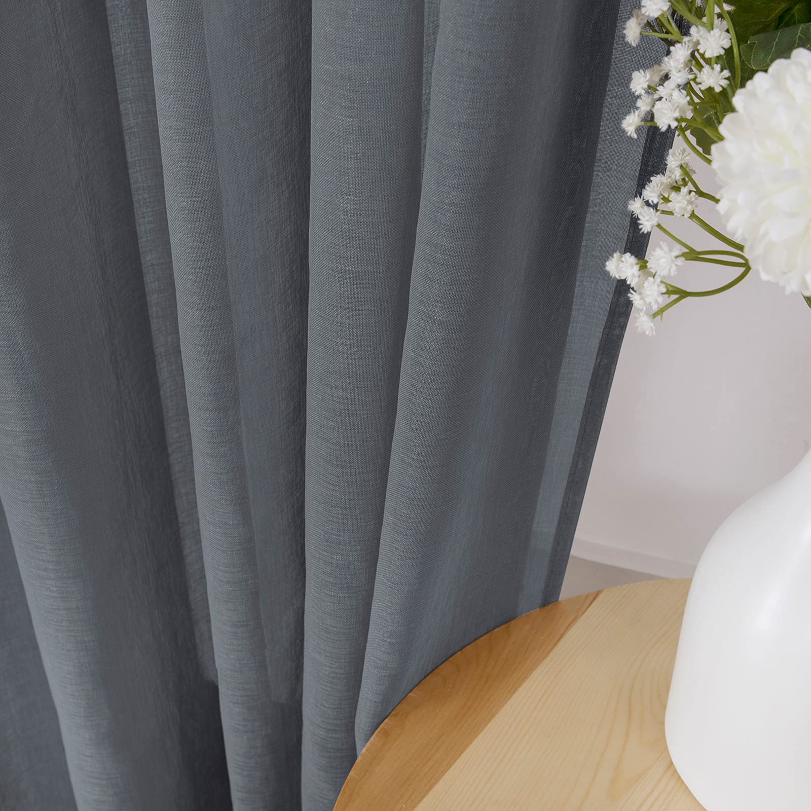 Snapklik.com : Tollpiz Short Sheer Curtain Linen Textured Living Room ...