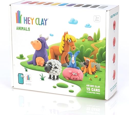 Amazon.com: Fat Brain Toys Hey Clay Animals, Air Dry Clay Kit with ...