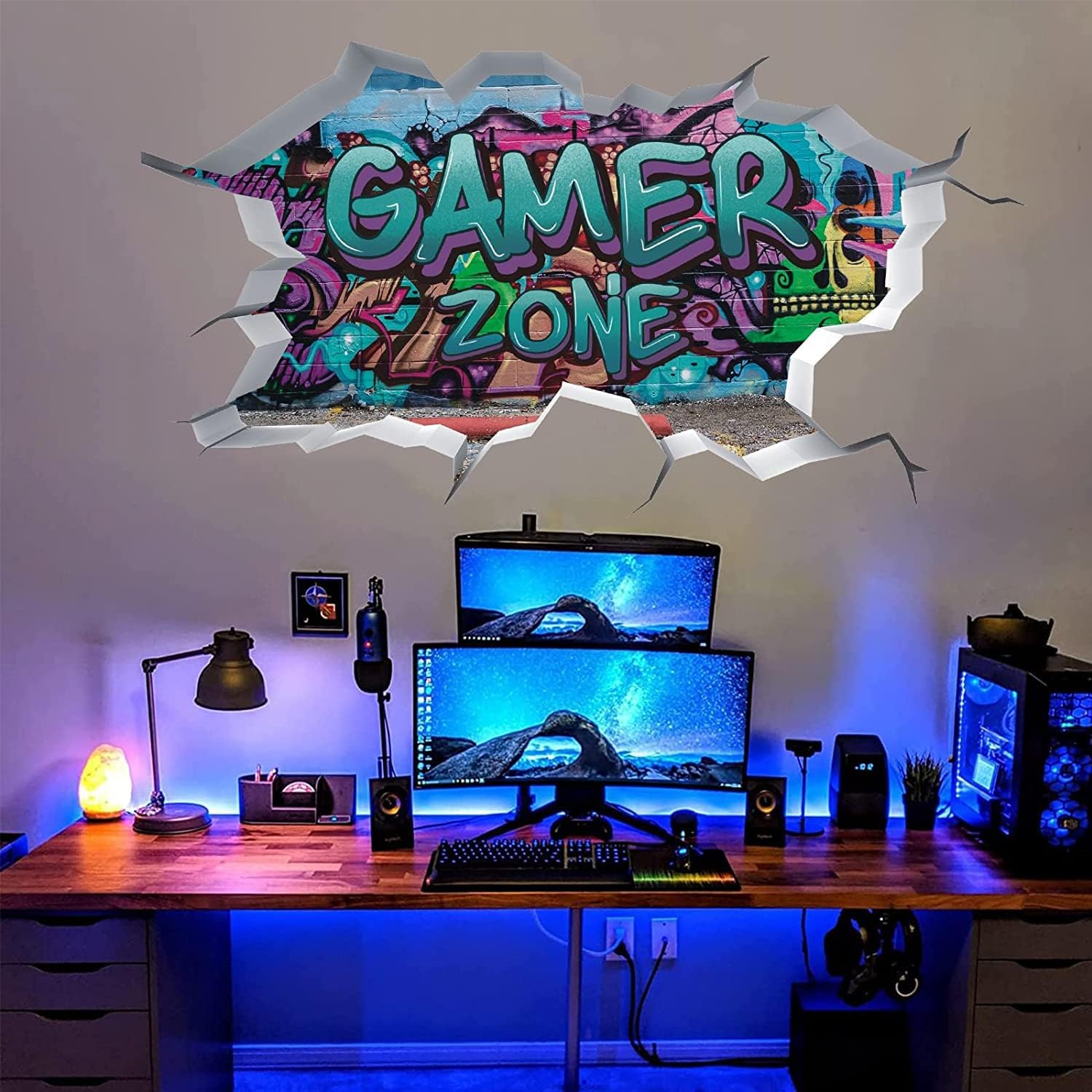 CHDITB 3D Gaming Accessories for Boys Room,Gamer Zone Wall Stickers ...