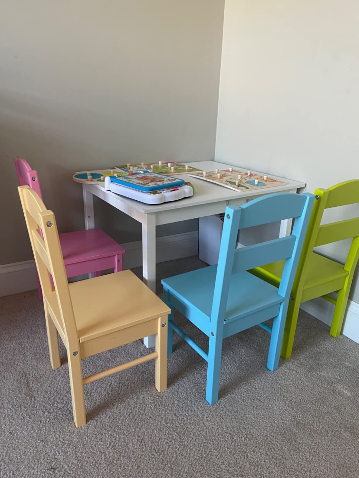 $22/mo - Finance HONEY JOY Kids Table and Chair Set, Wooden Toddler ...