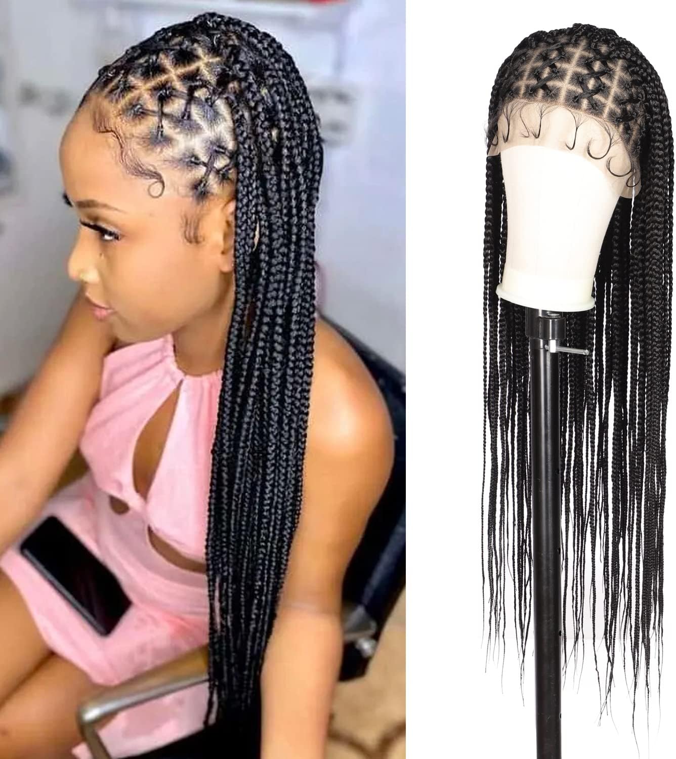 Amazon.com : Wow Braids Box Braid Wig - Knotless Braided Wigs For Black ...