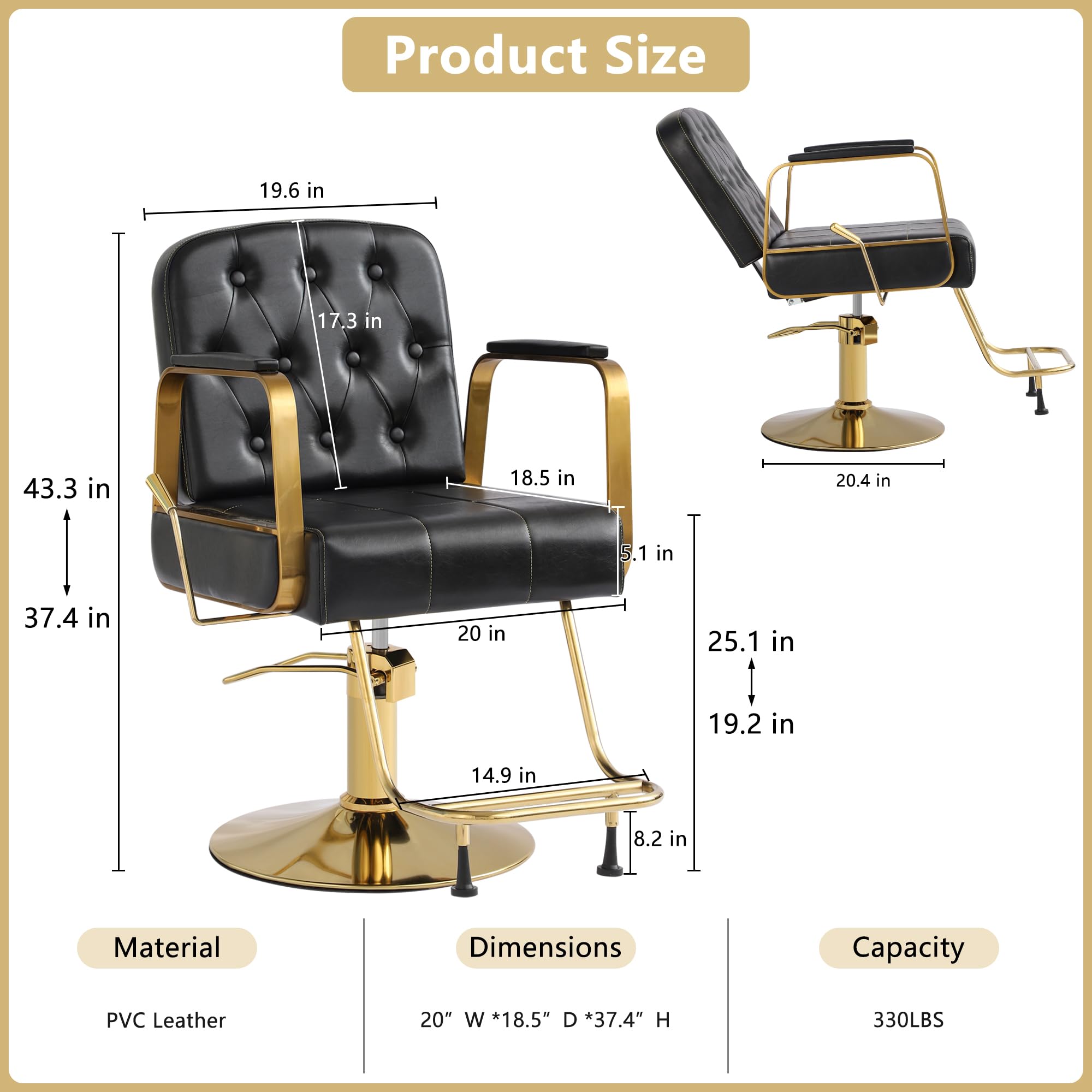 Snapklik.com : YOCONYO Hydraulic Salon Hair Chair, Height Adjustable ...