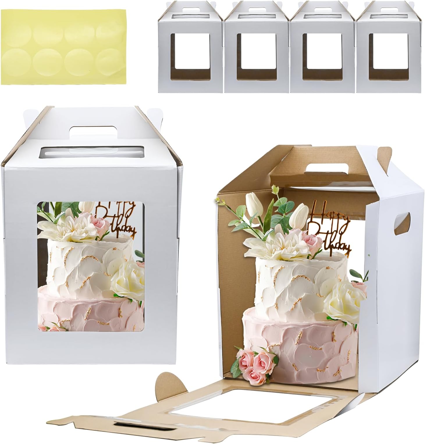 Amazon.com: OYEL Cake Boxes 4pcs 10x10x12 Inches With Window Tall Cake ...