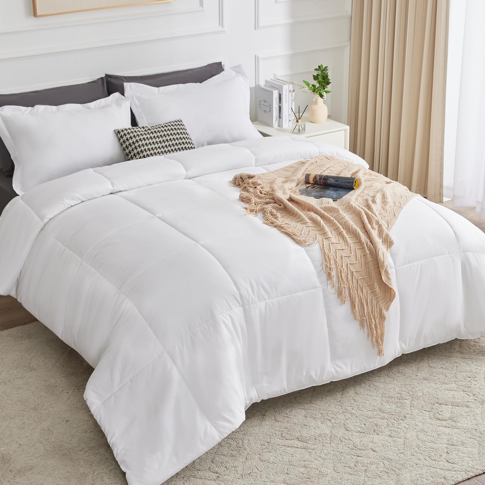 Amazon.com: CozyLux King Size Comforter Set - White Comforter King Size ...