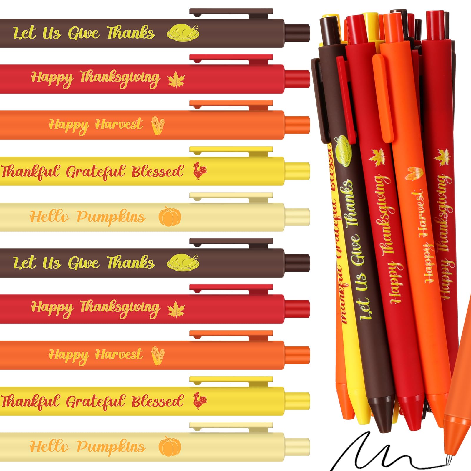 Amazon.com : Colarr 50 Pcs Autumn Thanksgiving Pens Bulk Funny Pens Set ...