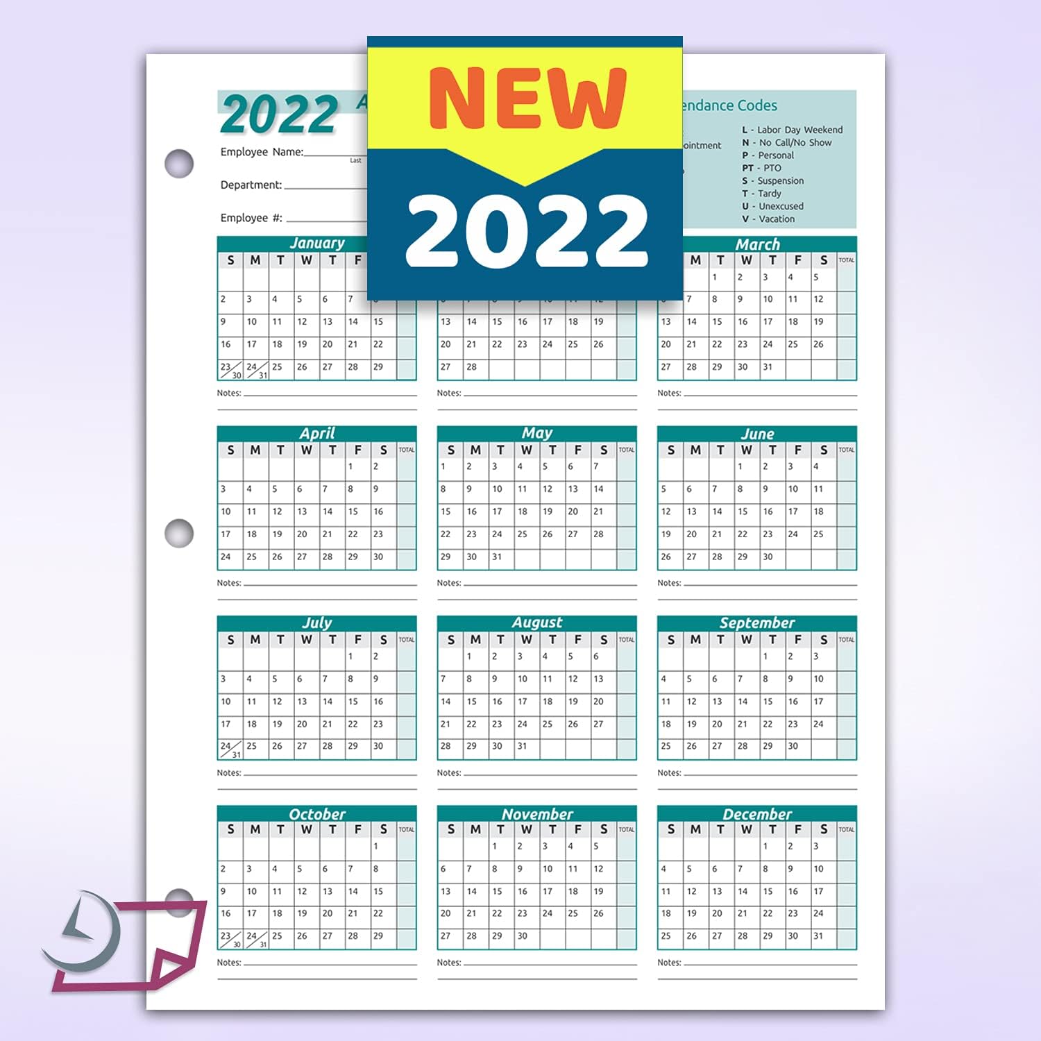 2022 Employee Attendance Template