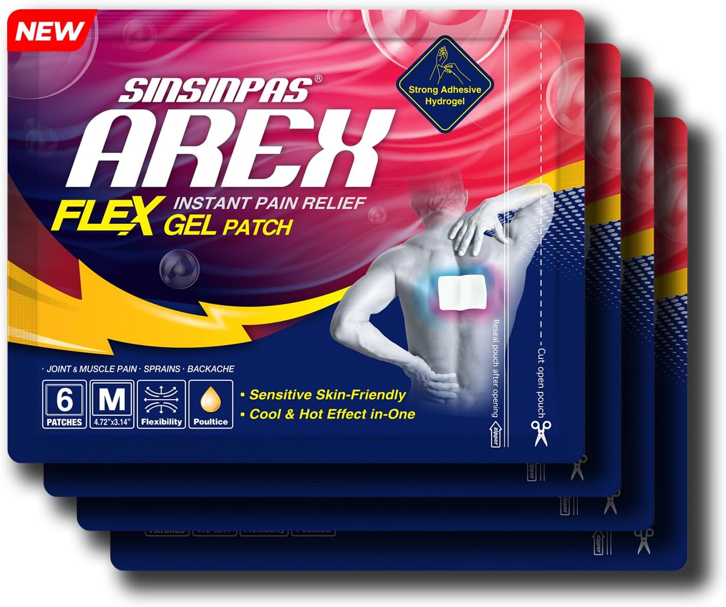 Amazon.com: Sinsinpas Arex Flex Pain Relieving Patch, 4 Pack (24 Patches), Strong Adhesion ...