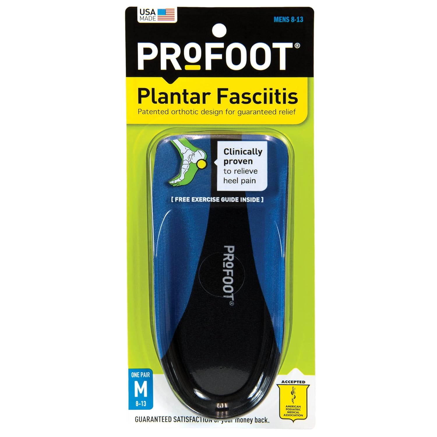 PROFOOT 2103 Plantar Fasciitis Insoles Heel Insert for Men's Arch ...