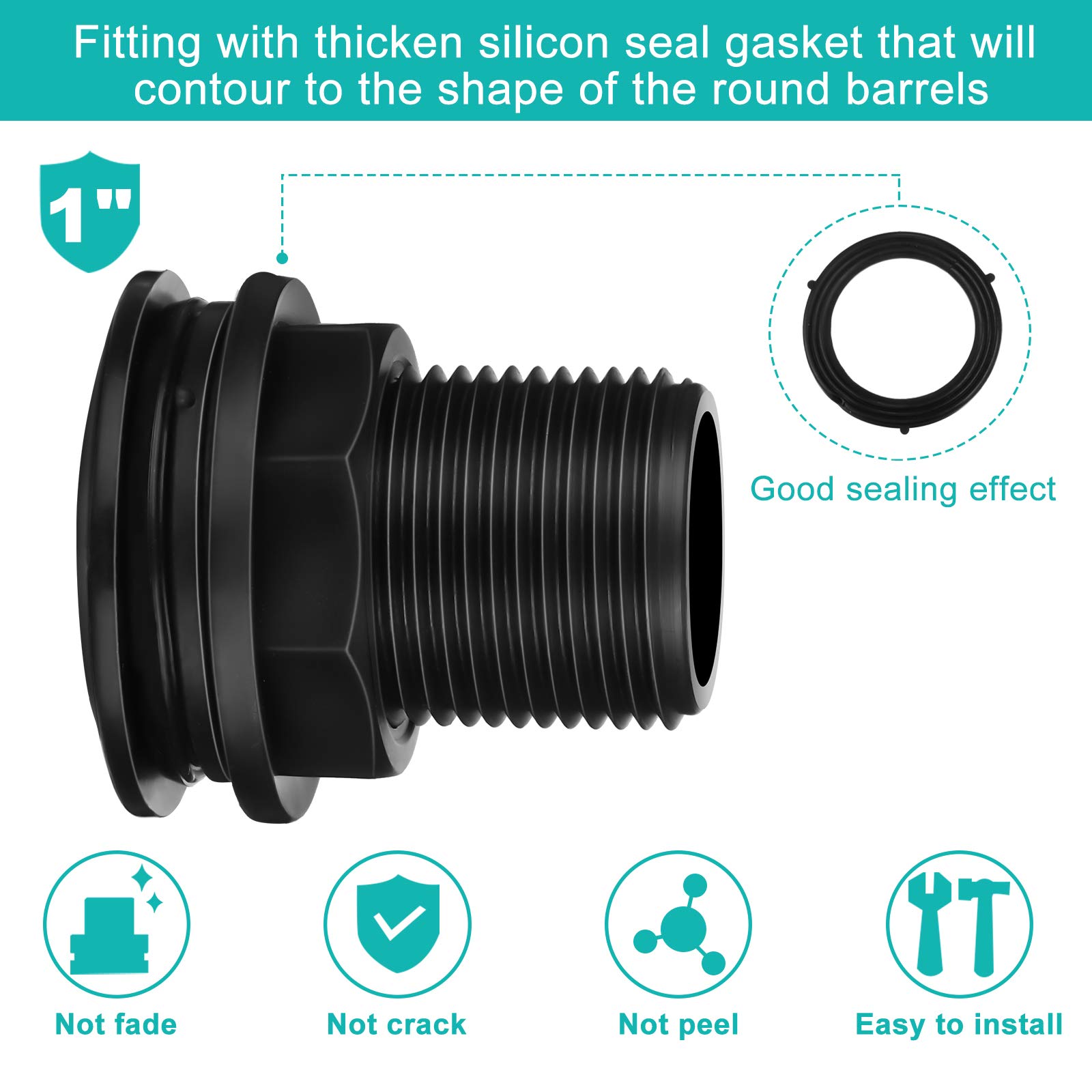 PVC Bulkhead Fitting Threaded Bulkhead Water Tank Connector for Rain ...