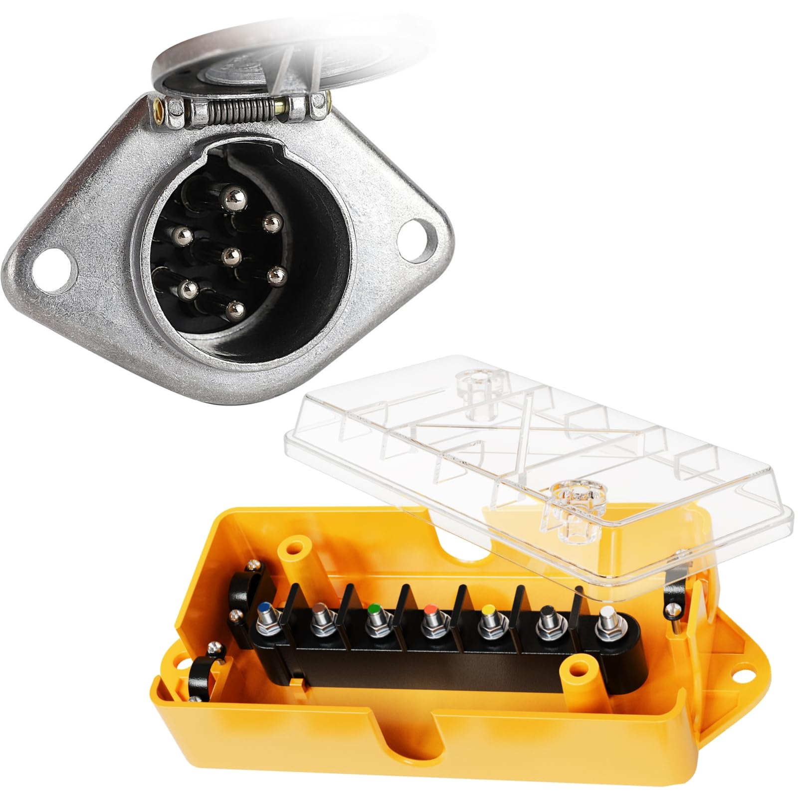 Amazon.com: MECMO Trailer Wiring Junction Box 7 Terminals and Round 7 ...