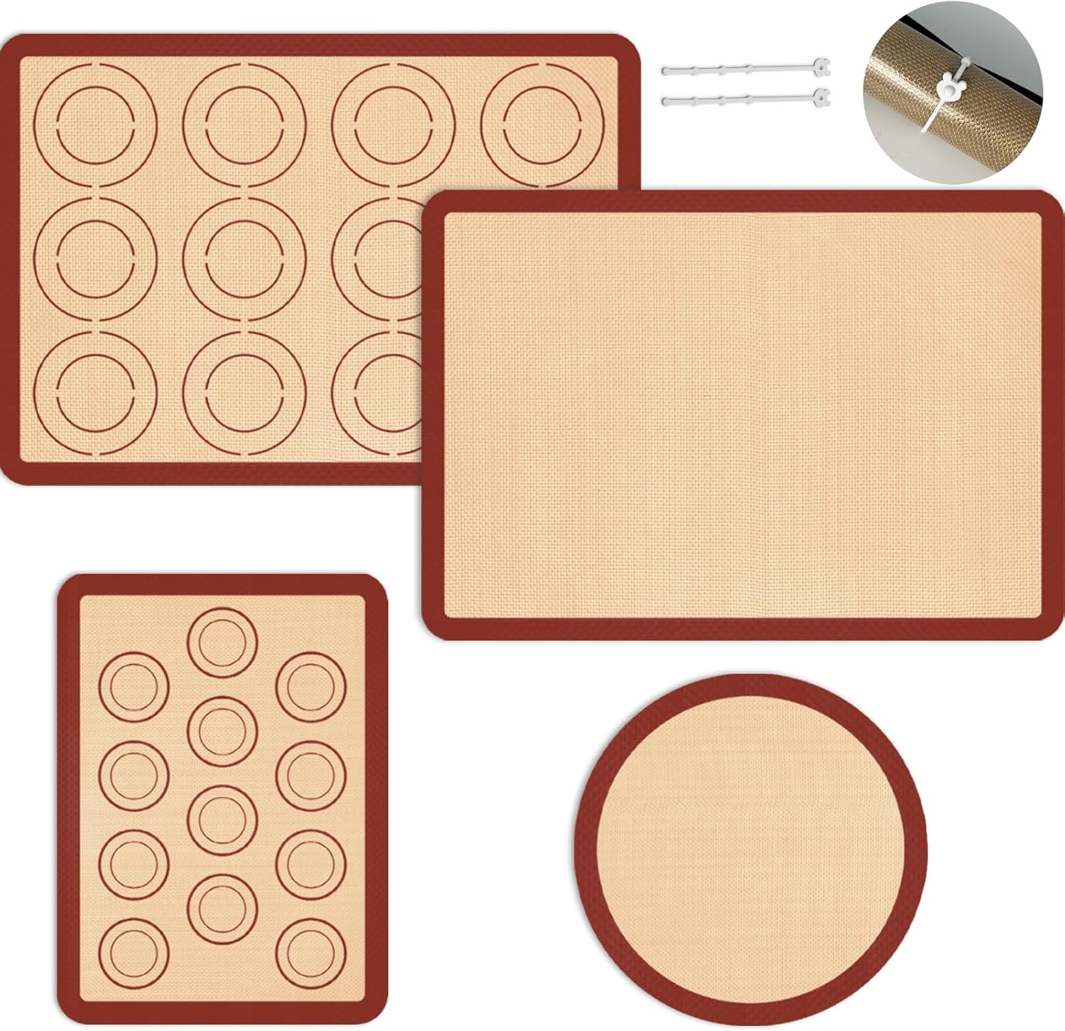 Amazon.com: Silicone Baking Mat Set of 4, Nonstick Reusable Macaron ...