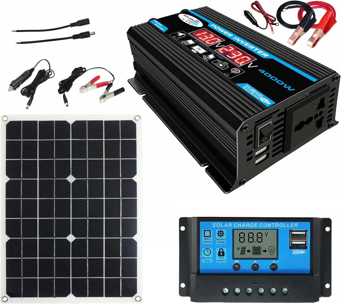 Amazon.com : Weytoll Solar Panel System 18V 20W Solar Panel 30A Charge ...