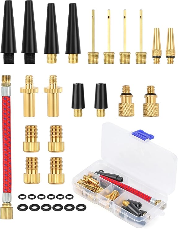 Bohoray 33Pcs Bike Pump Adapter Set,Bike Valve Adapter DV/AV/SV,Bicycle ...