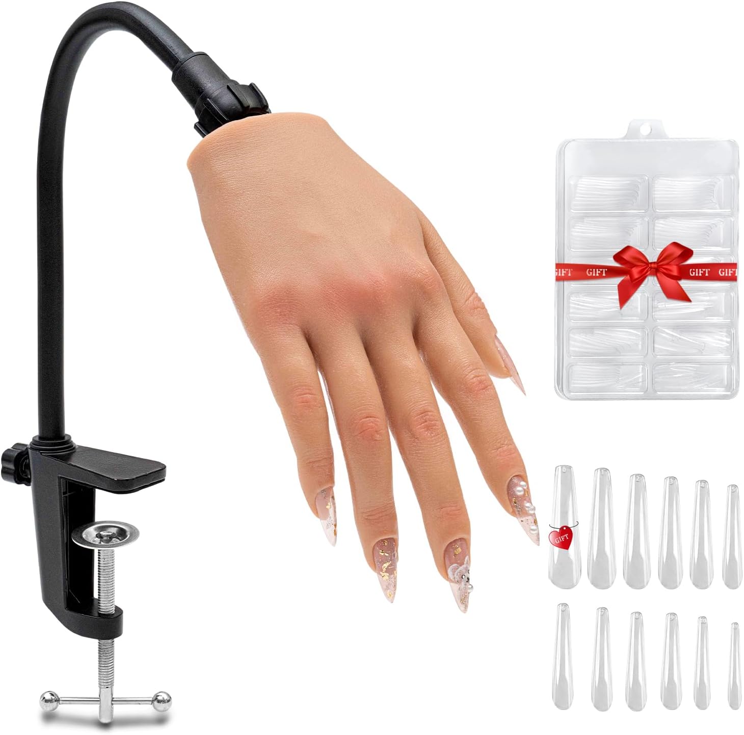 Amazon.com: Left Practice Hand for Acrylic Nails With Holder, Mannequin ...