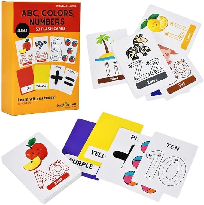 Amazon.com: Learning Cards for Kids - Numbers, Colors and ABC flashcard ...