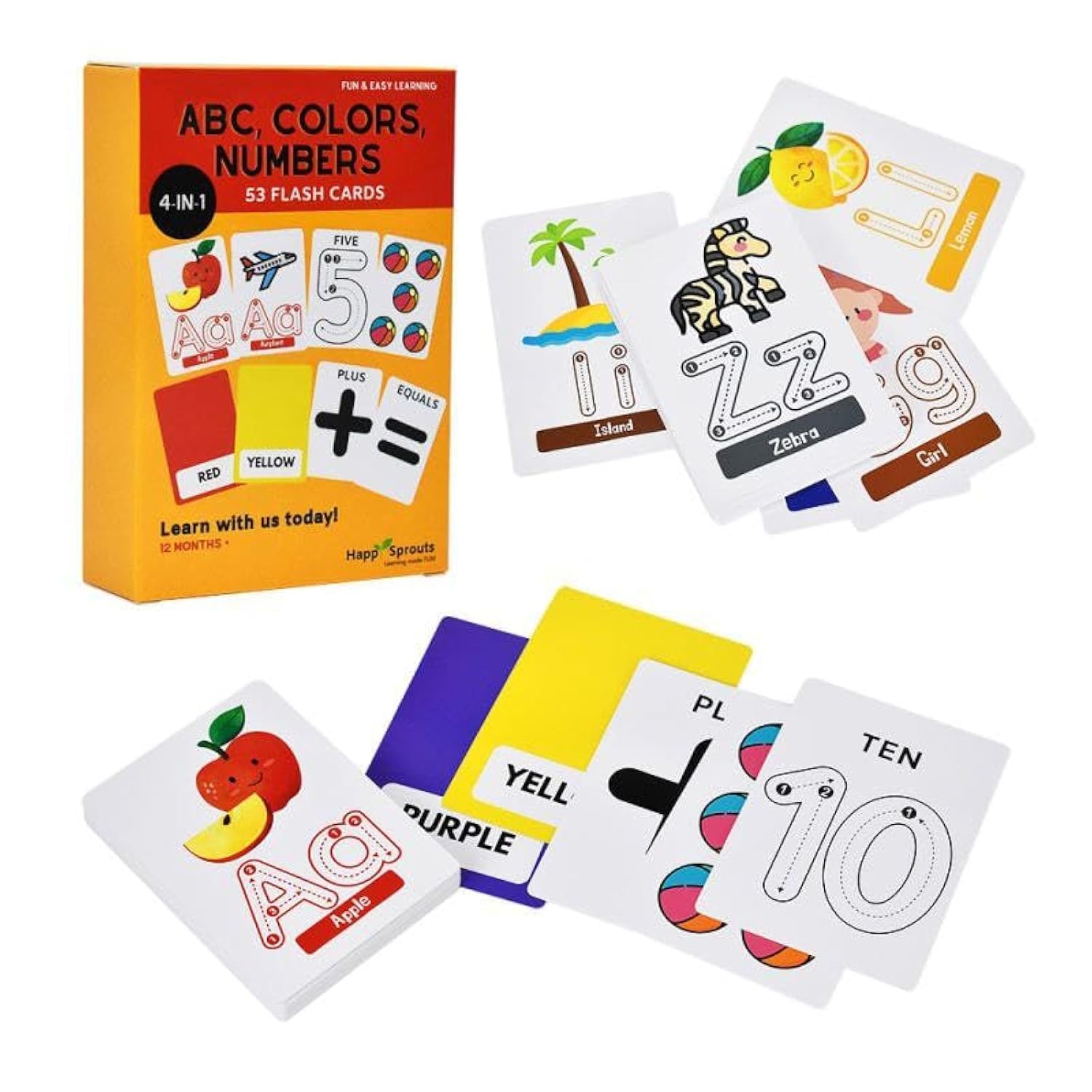 Amazon.com: Learning Cards for Kids - Numbers, Colors and ABC flashcard ...