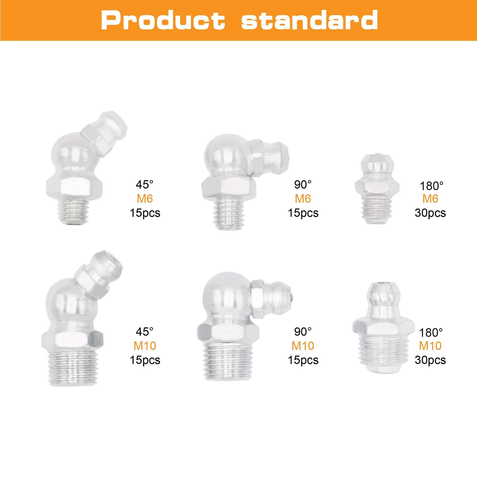Snapklik.com : Grease Fittings, 120 Pieces Metric MM Grease Fitting ...