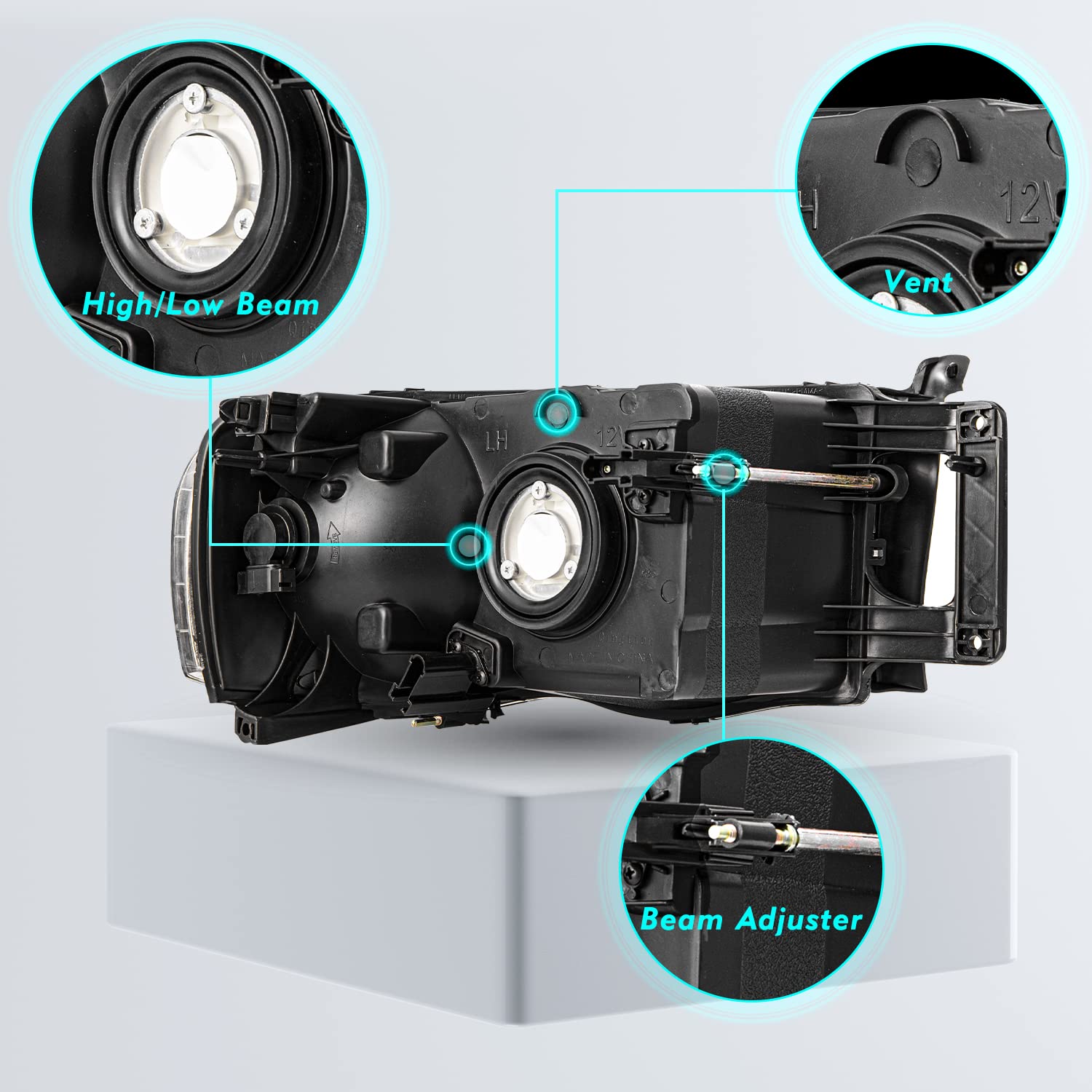 Snapklik.com : Headlight Assembly Set For 02-05 Dodge Ram 1500/03-05 ...