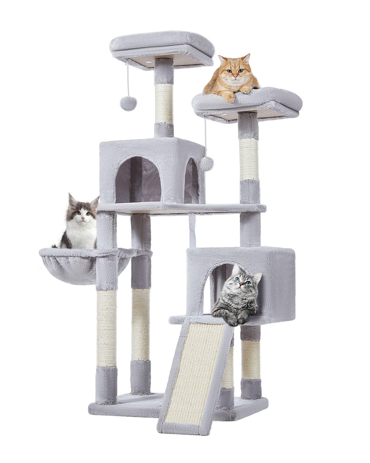 Taoqimiao 56.3-Inch Cat Tree, Cat Tower with Scratching Posts, Cat Tree ...