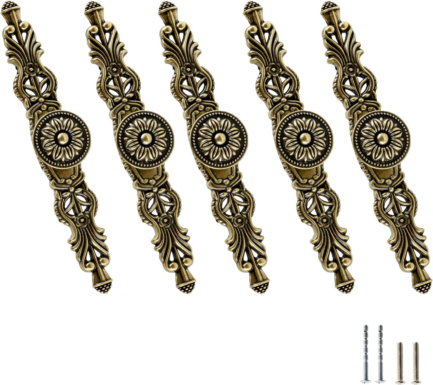 Zernmiarder 5pcs Antique Bronze Cabinet Knobs and Pulls, 3-3/4 inch ...