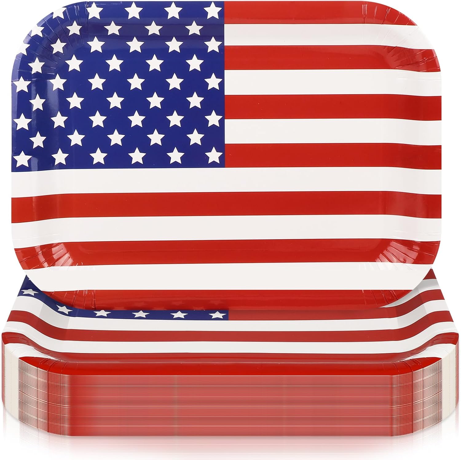 Amazon.com: TWOWYHI 50PCS American Flag Patriotic Paper Plates 9" X 12. ...