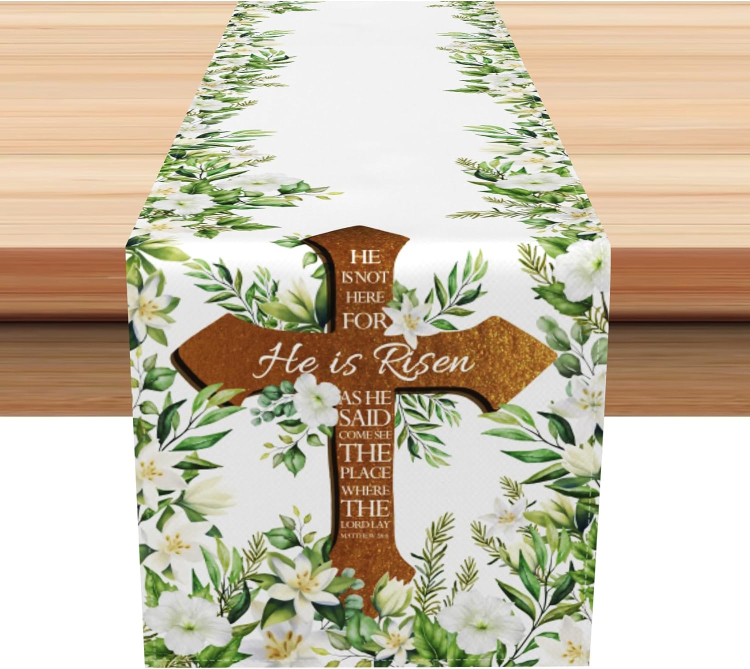 Amazon.com: He is Risen Easter Table Runner,Easter Spring Flowers Table ...