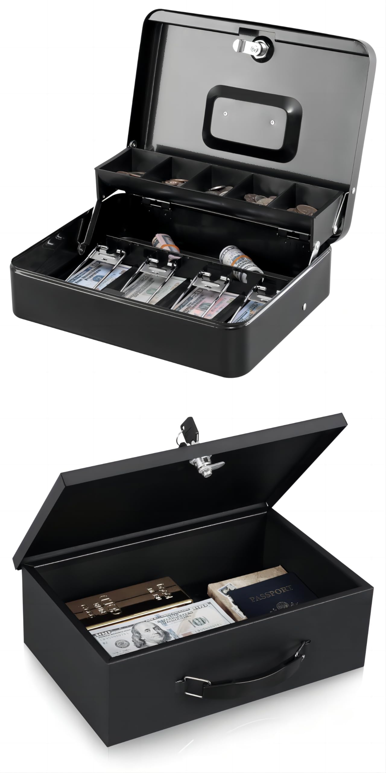 Amazon.com: KYODOLED Cash Box with Money Tray and Lock,Lock Box for ...