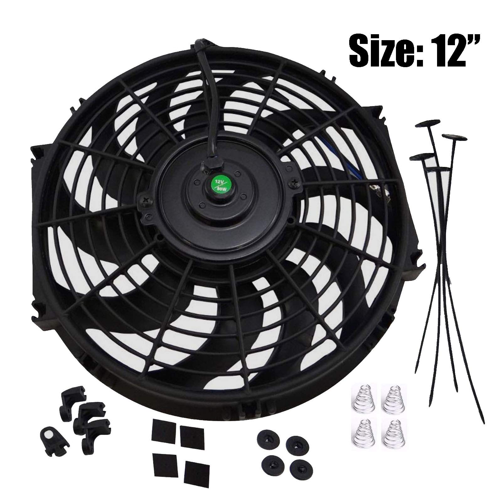 Snapklik.com : 12" Slim Push Pull 12V Electric Radiator Cooling Fan