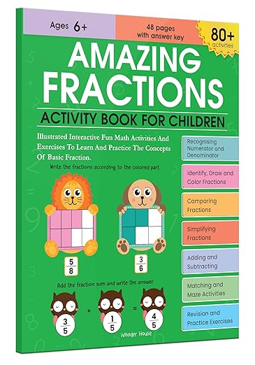 Amazing Fractions: Activity Book for Children | Learn Halves, Quarters ...