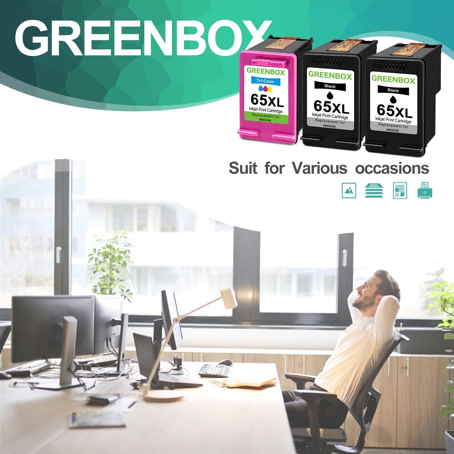GREENBOX Repuesto remanufacturado 65XL de alto rendimiento para ...