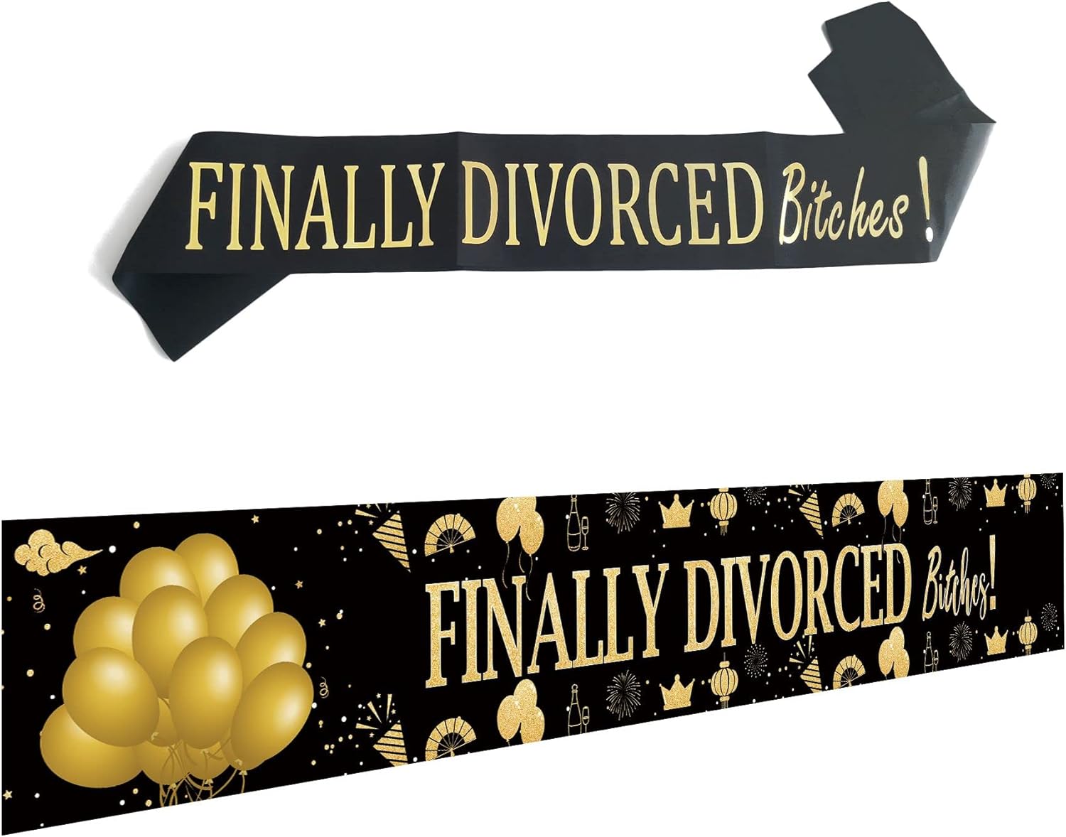 Amazon.com: Finally Divorced Banner & Sash, Happy Divorced Party ...