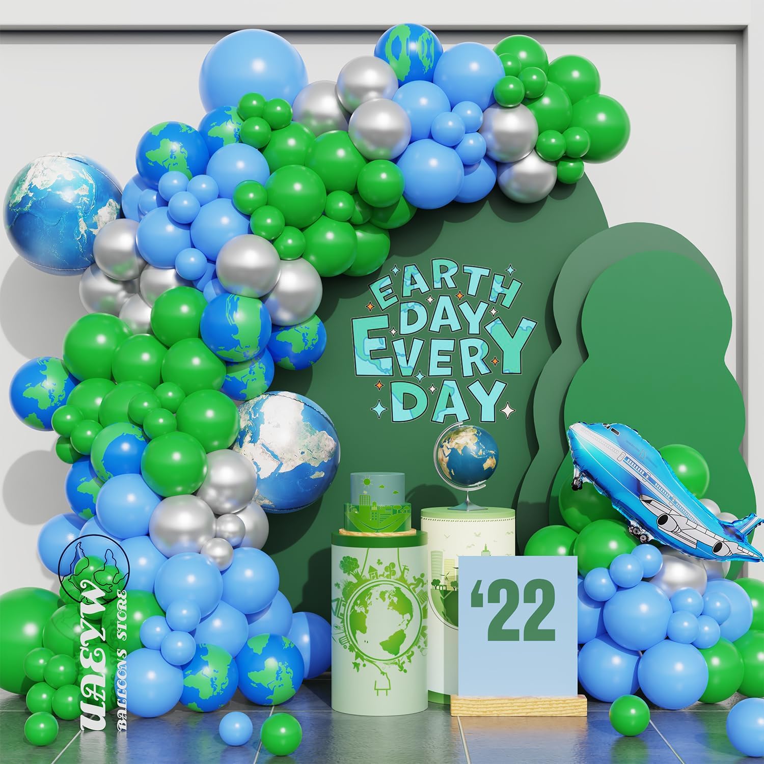 Amazon.com: 132Pcs Blue Green Balloon Arch Garland Kit for Earth Day ...