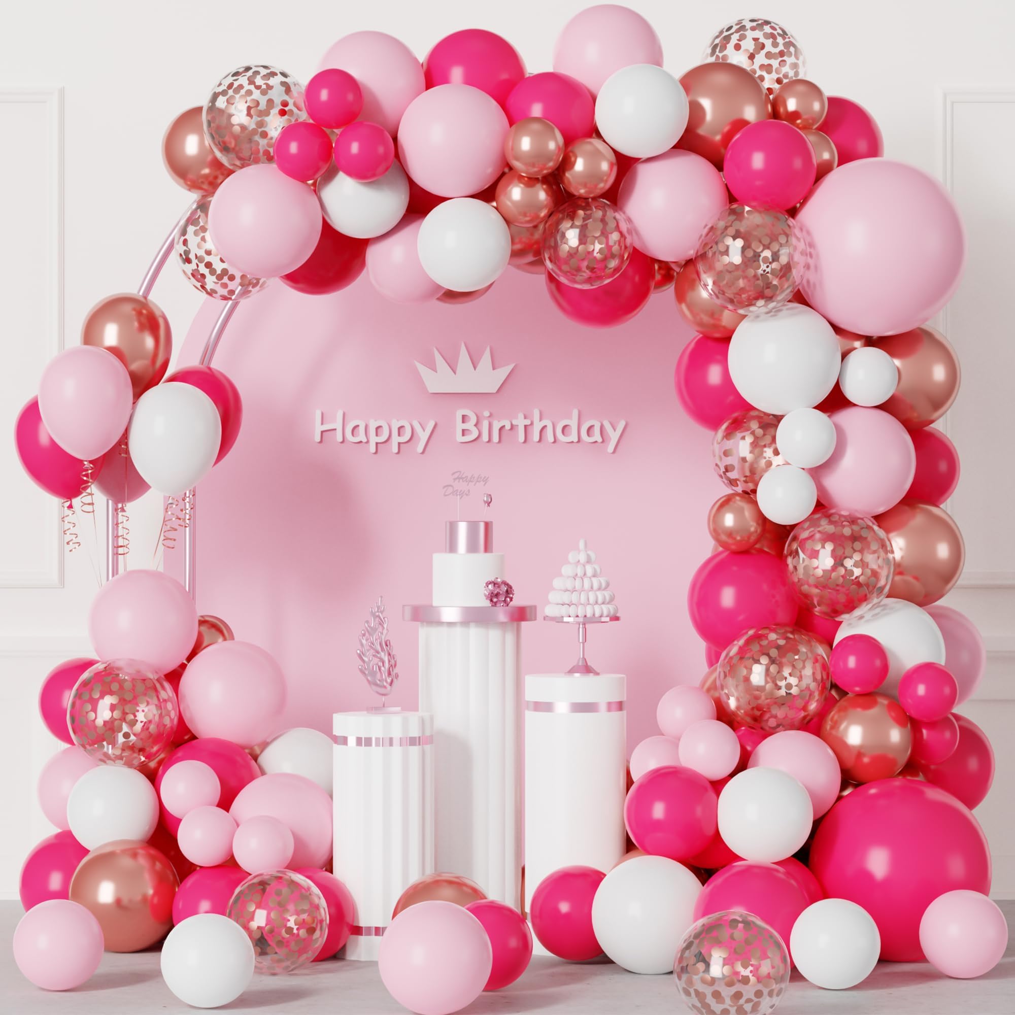 118PCS Pink Balloon Garland Arch Kit, Latex Metallic Balloon Arch ...