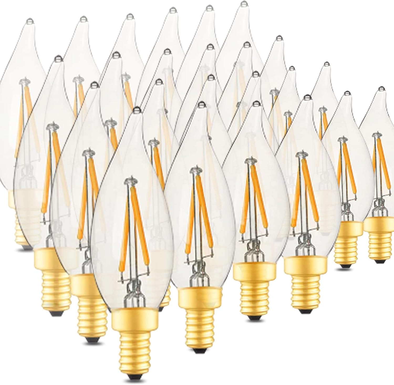 HMYYJT Candelabra LED Light Bulb, 2W Dimmable Chandelier Bulbs, E12 ...