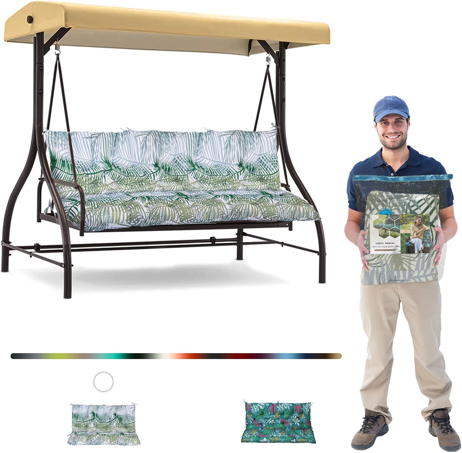 Amazon.com: Replacement cushions for swing, Waterproof outdoor glider ...