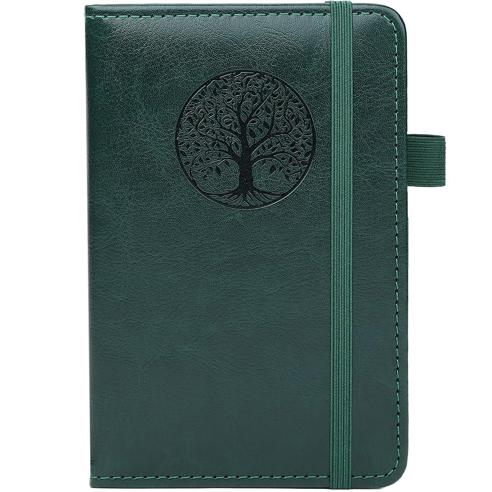 Amazon.com : BIYUNRO Small Pocket Notebook, Leather Journal Mini (Green ...