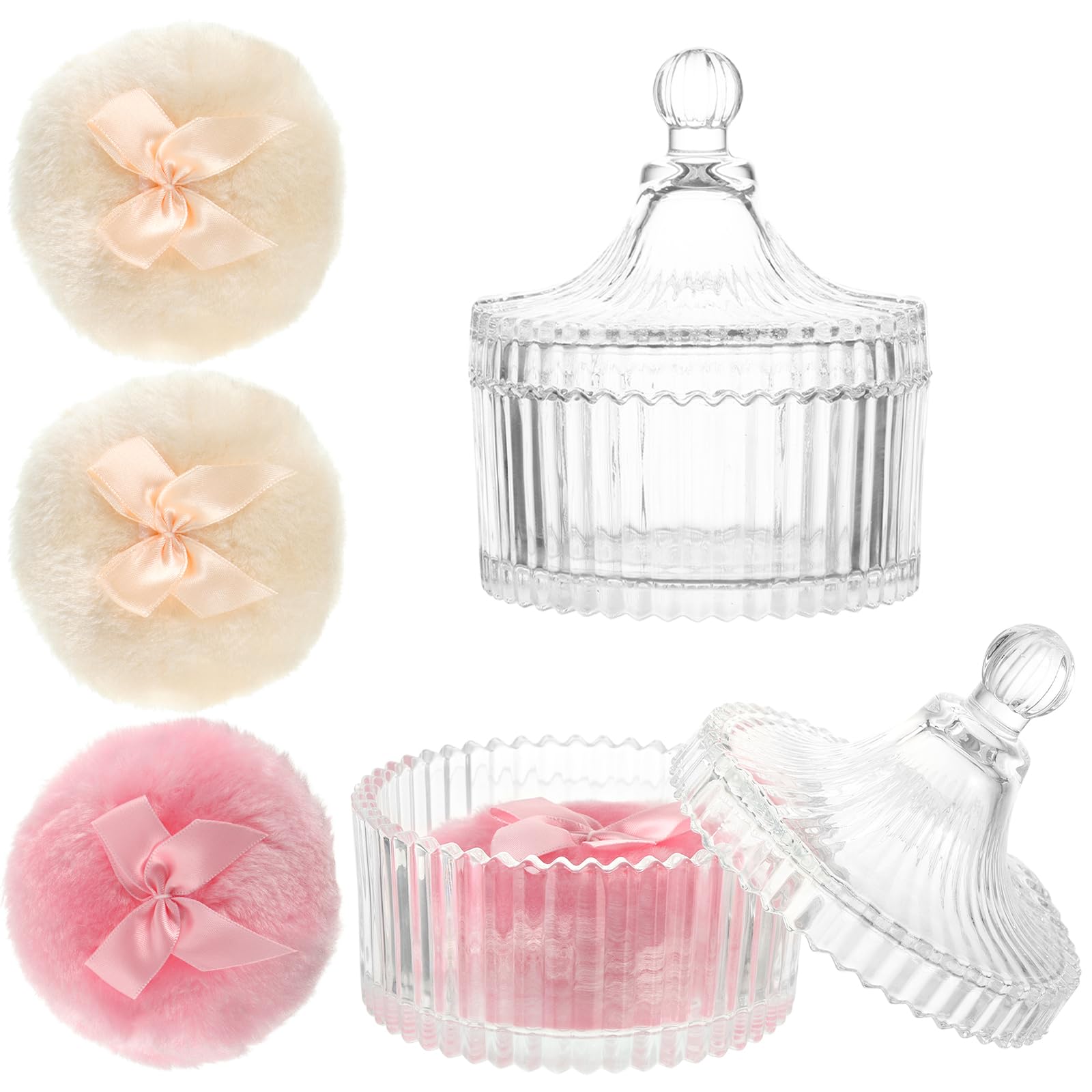 Amazon.com: 6 PCS Large Body Powder Puff and Container, 2 Pack 5.3 ...