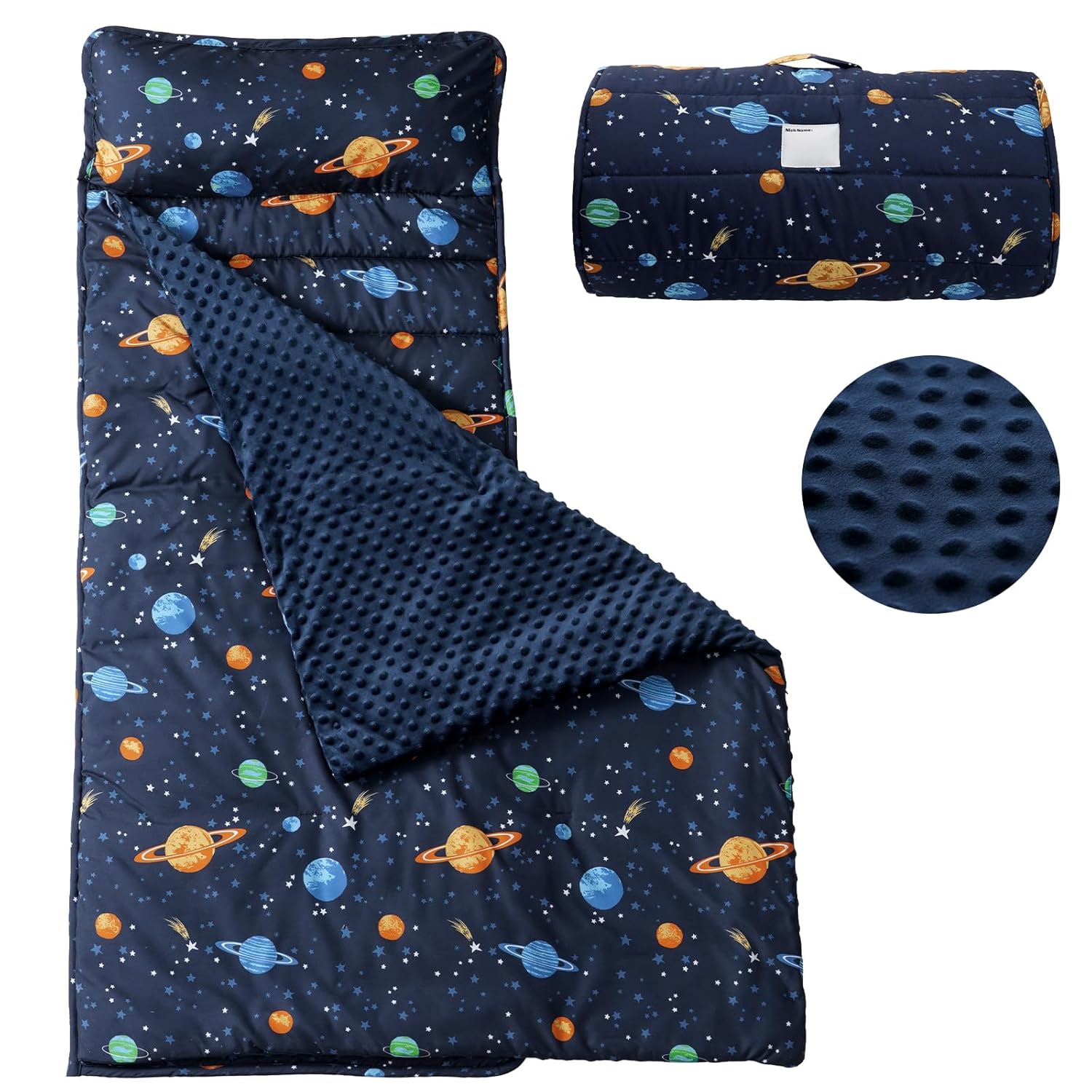 Amazon.com: PHF Toddler Nap Mat with Removable Pillow and Minky Fleece ...