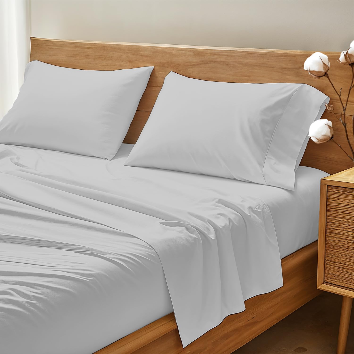 Amazon.com: THREAD SPREAD 100% Organic Cotton Bed Sheet Set - Crisp and ...