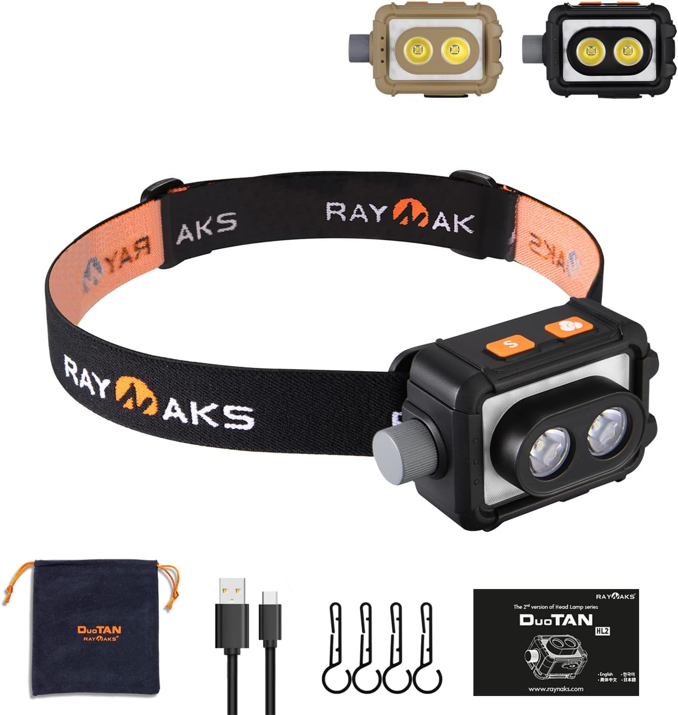 Amazon.co.jp: RAYNAKS(レイナック) OSRAM P9x2 LED ヘッドランプ DuoTAN HL2 充電式 USB ...