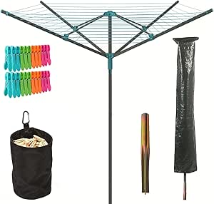 Livhome 50m Rotary Airer Clothes Line With 4 Arms For Laundry Drying ...