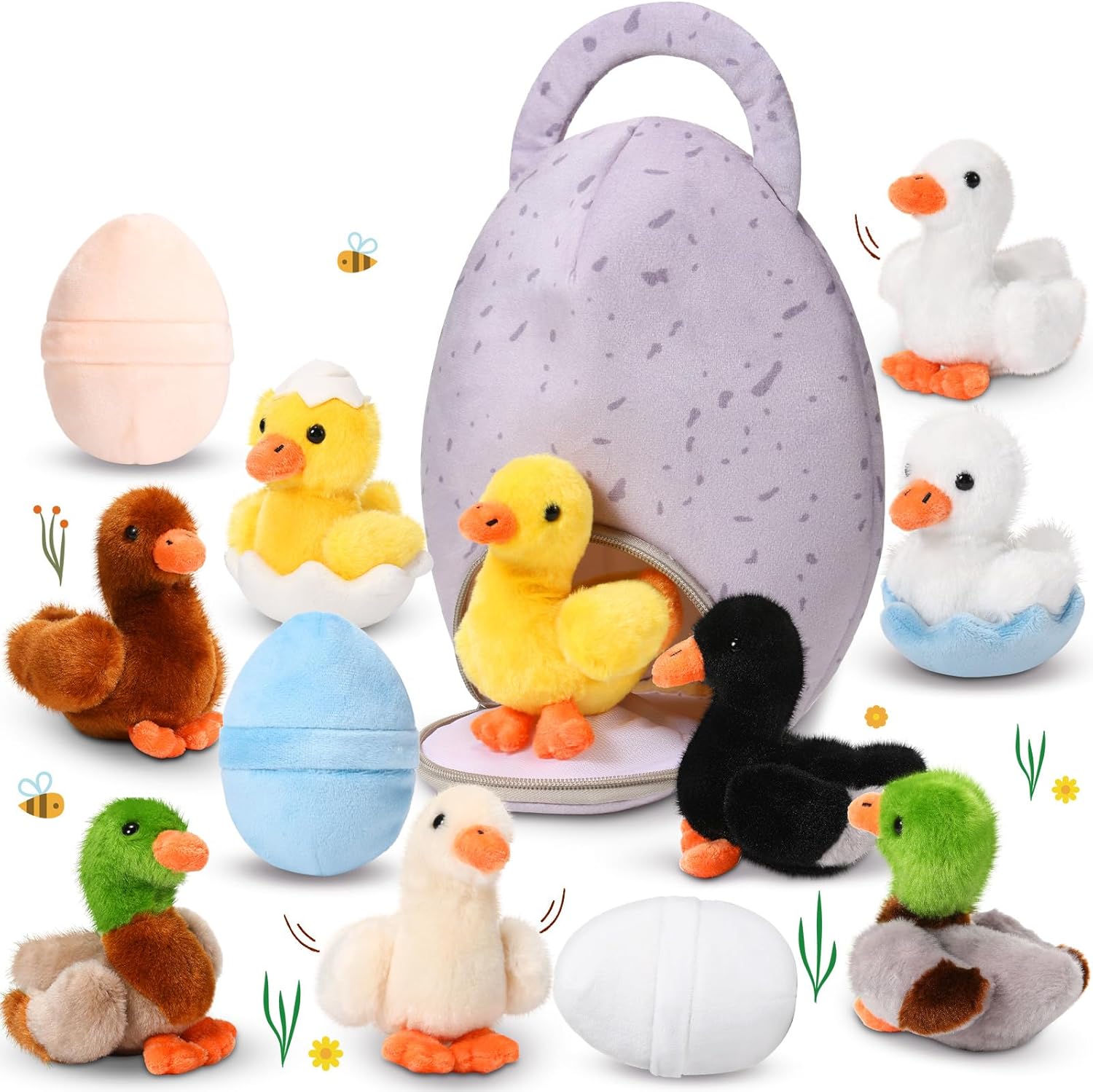 Amazon.com: HyDren 13 Pcs Duck Stuffed Animals Gift Set for Kids Adults Small Cute Duckies Plush ...