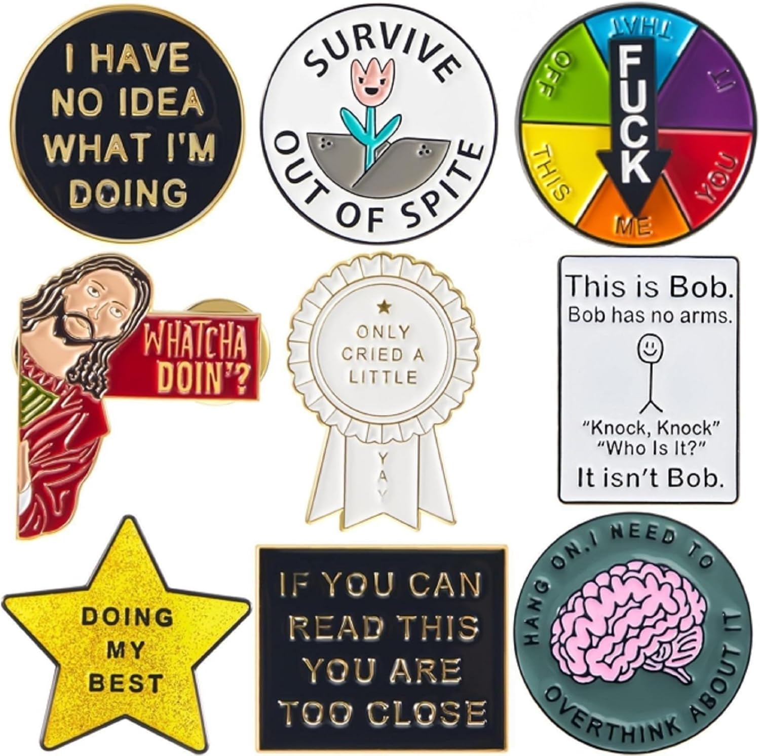 Amazon.com: Gemscream 9 Pcs Funny Enamel Pins Set Design Novel Brooch ...