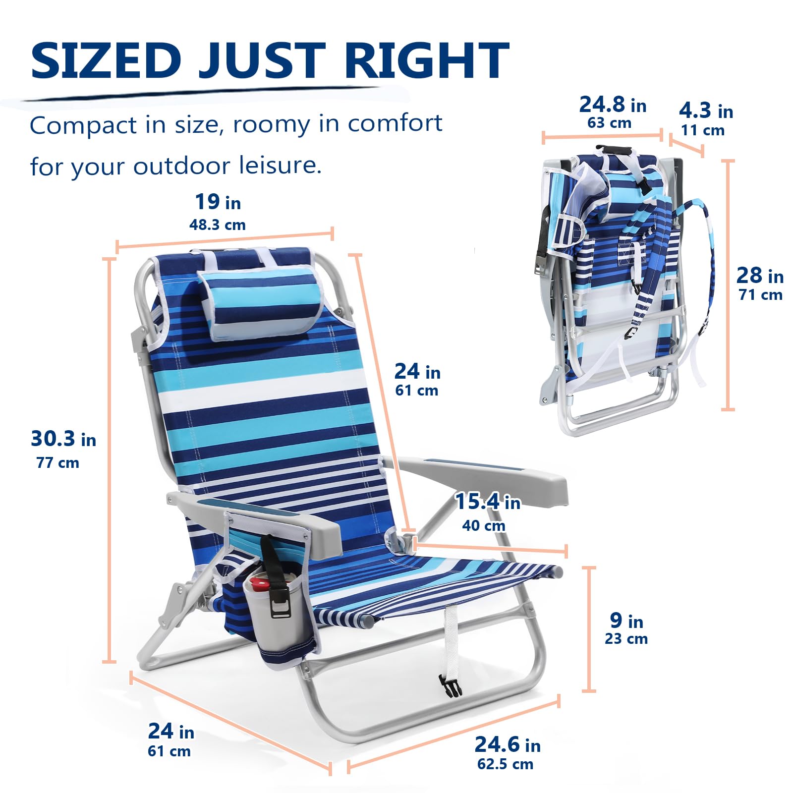 Snapklik.com : 5-Position Aluminum Lay Flat Backpack Beach Chair ...